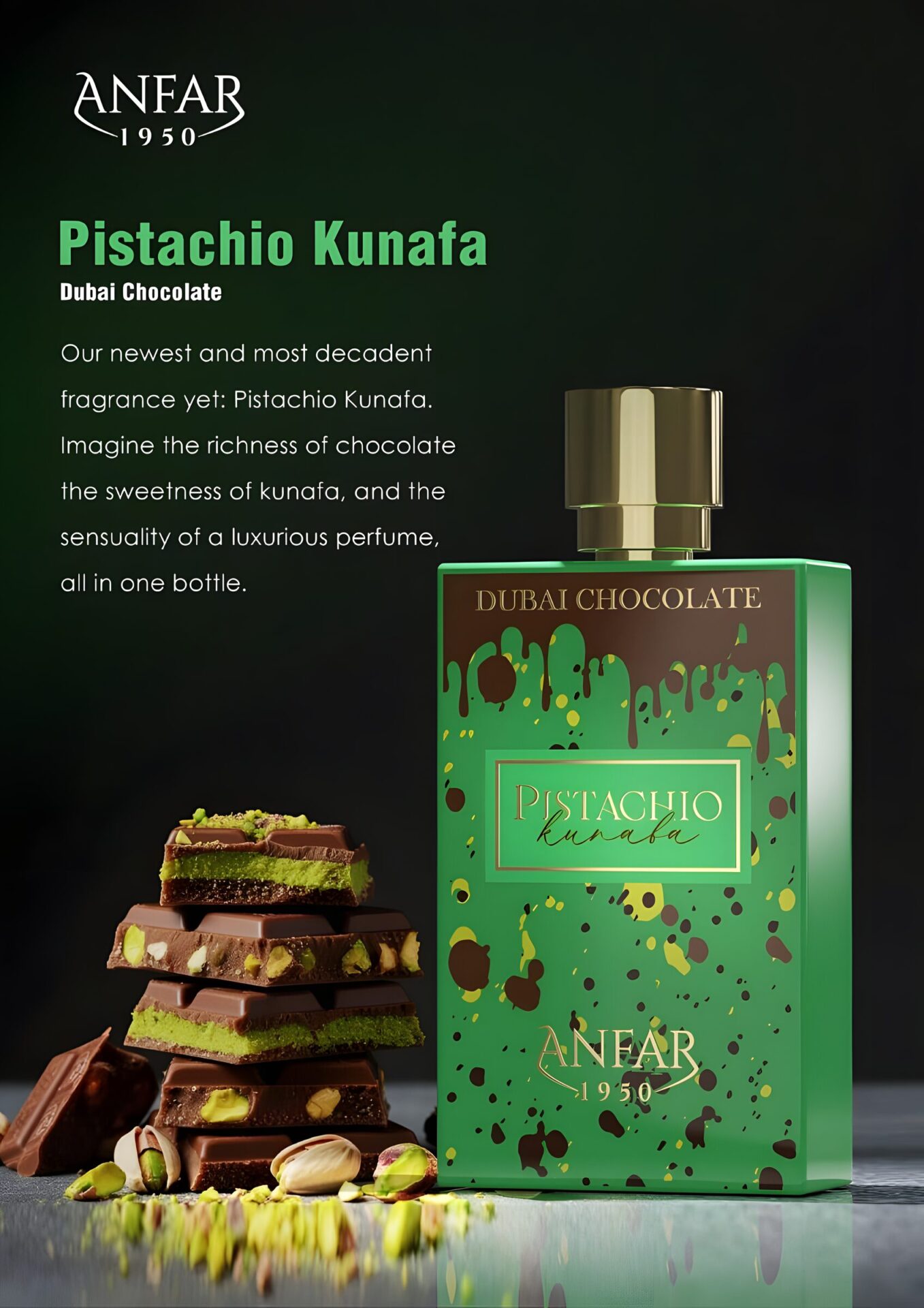 Perfume Extract Anfar 1950 Pistachio Kunafa Dubai Chocolate, Unisex, 80 ...